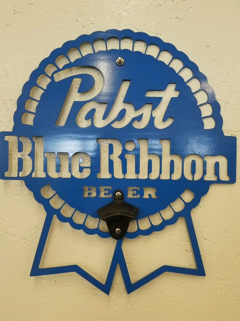Pabst Blue Ribbon Sign bottle opener metal wall art plasma cut decor ...