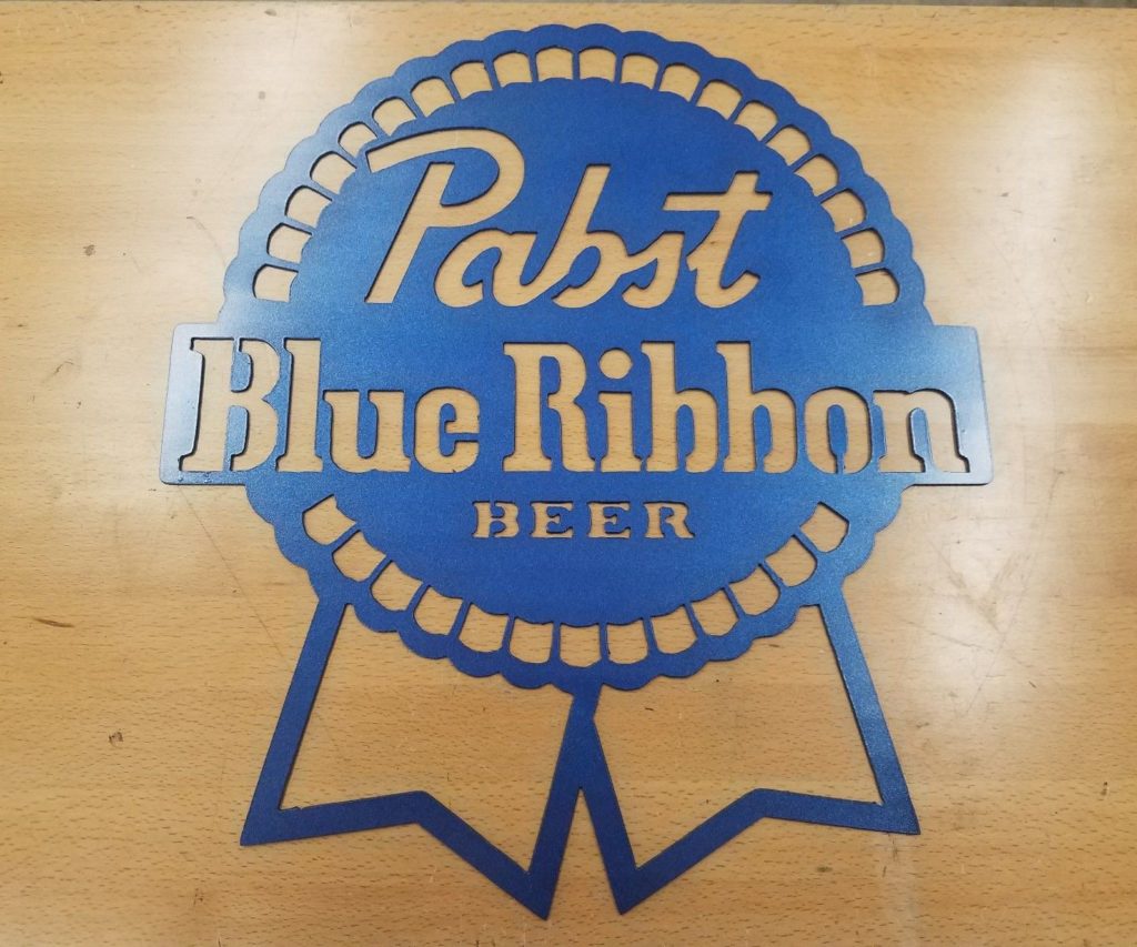 Pabst Blue Ribbon sign metal wall art plasma cut decor garage mancave ...