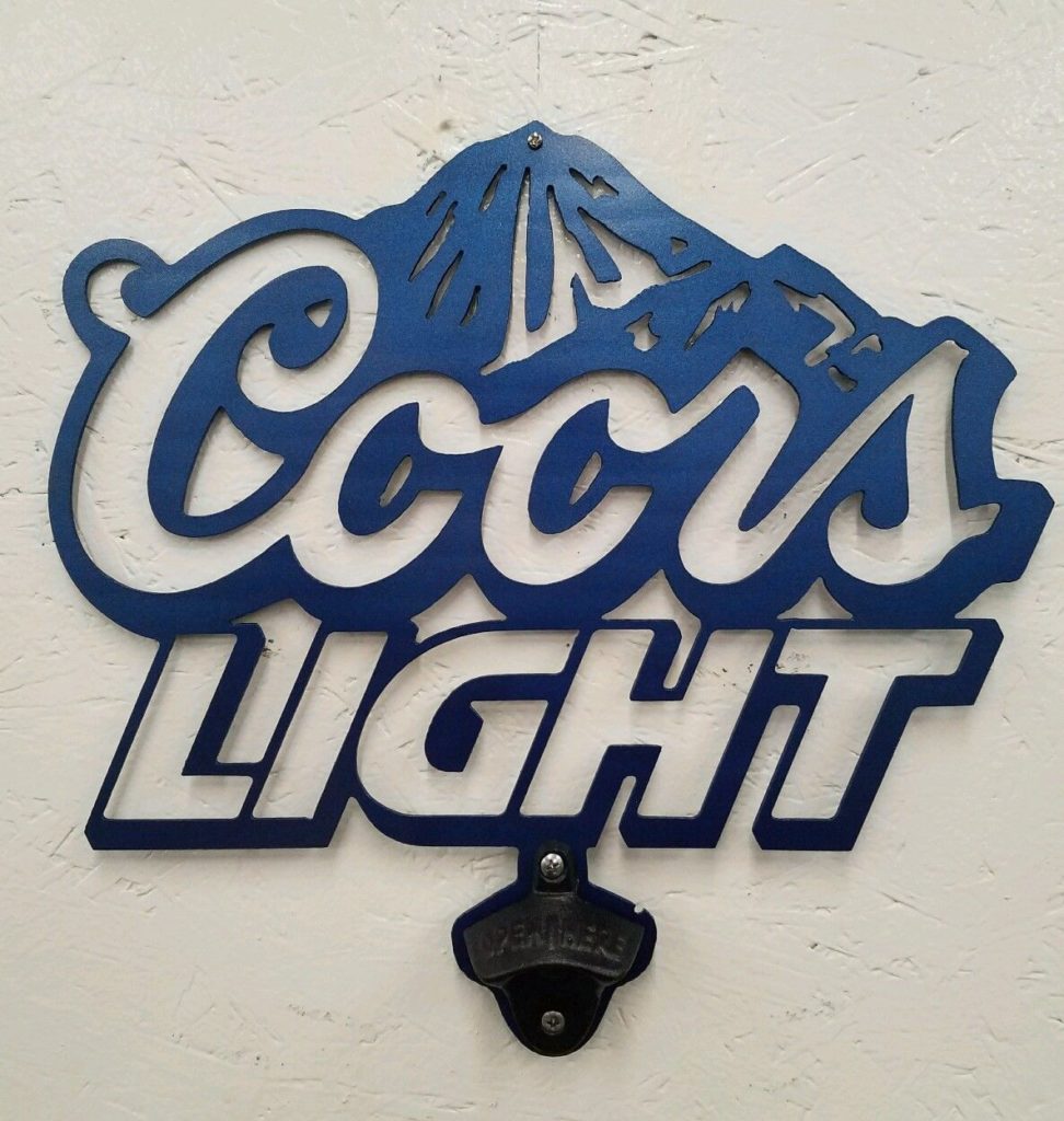 Coors Light sign bottle opener metal wall art plasma cut decor beer ...