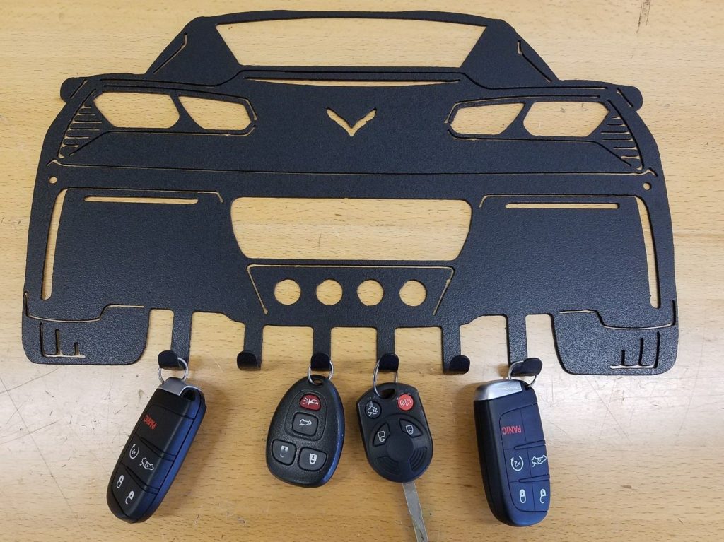 Corvette C7 key fob chain holder metal wall art plasma cut gift idea ...