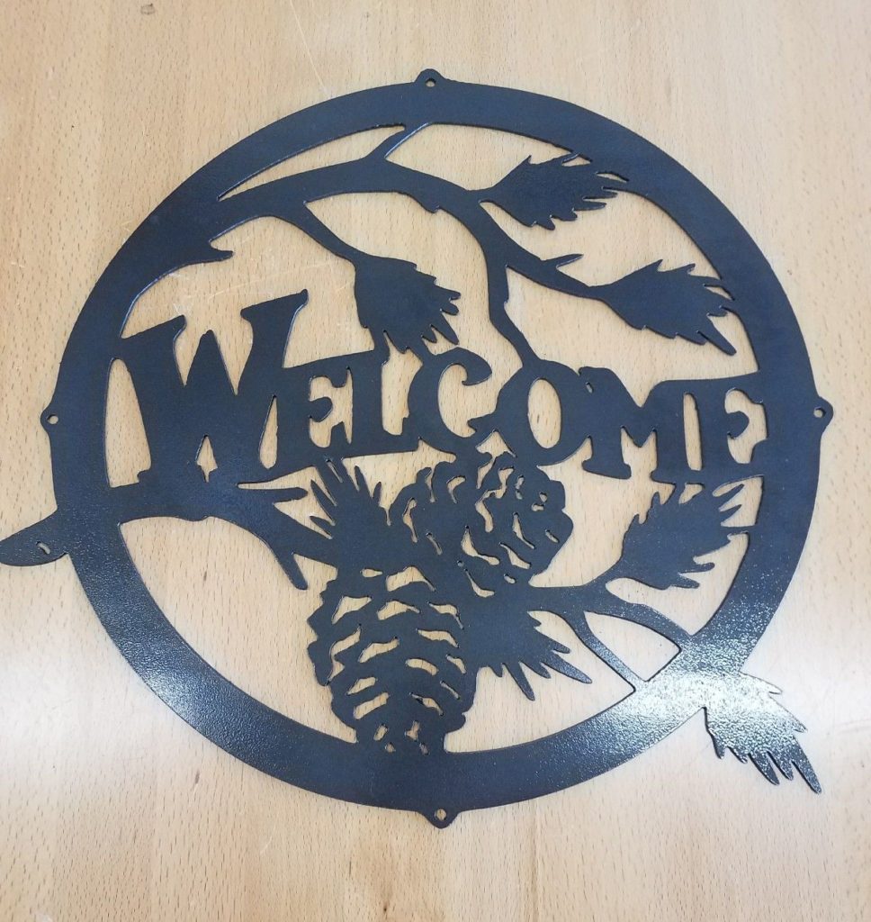 Pine Cone welcome sign metal wall art plasma cut decor gift idea - Gas ...